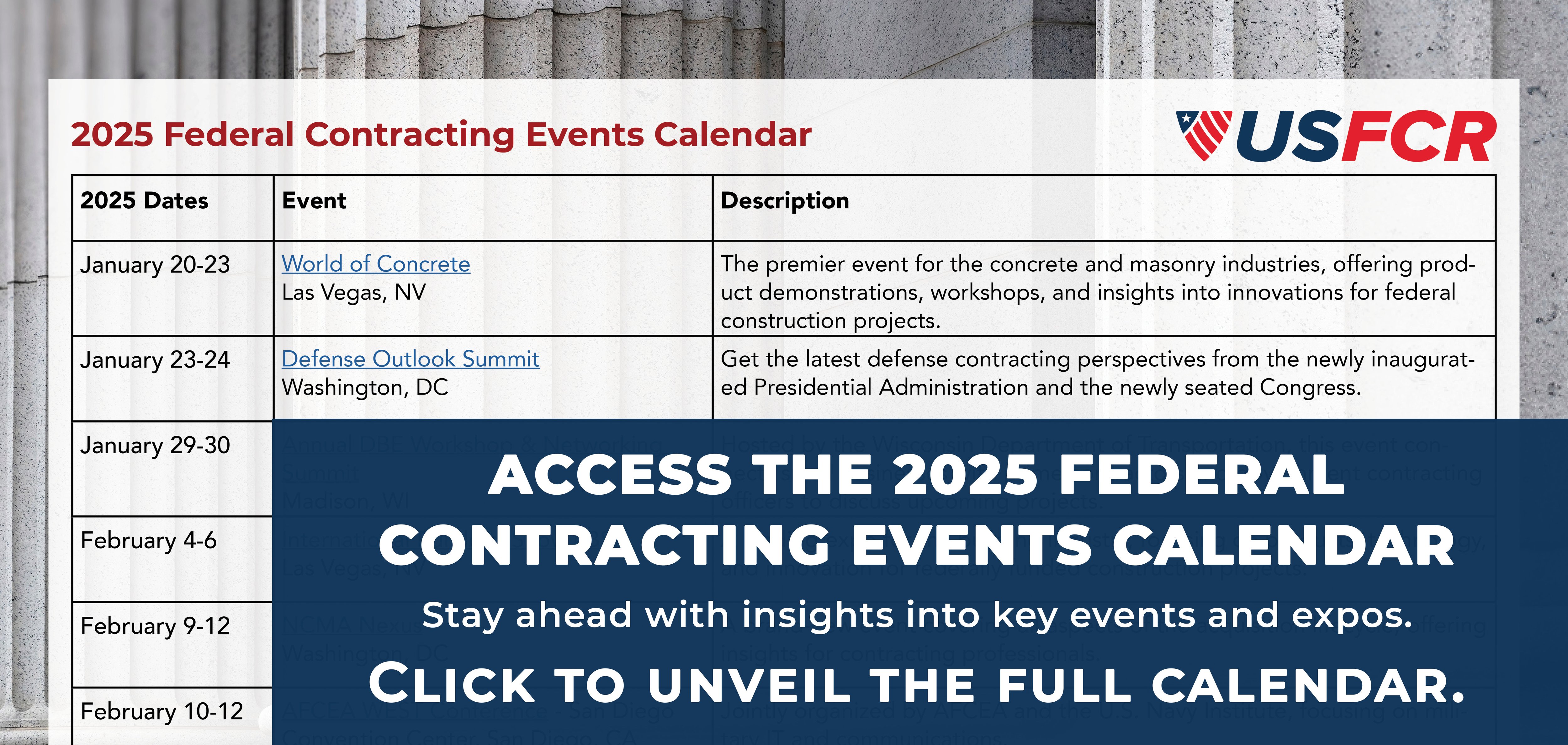 Contractor Event Calendar 2025